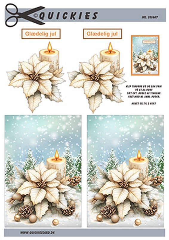 3D klippeark - Jul, Smuk hvid julestjerne - 3D ark - Jul - Fru Hjort ApS