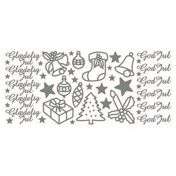 Stickers - Jul, "Glædelig Jul", "God Jul" og pynt, sølv - Stickers ...