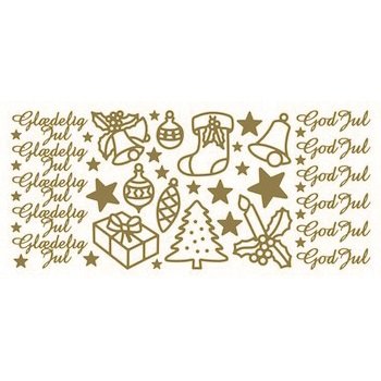 Stickers - Jul, "Glædelig Jul", "God Jul" og pynt, guld - Stickers ...