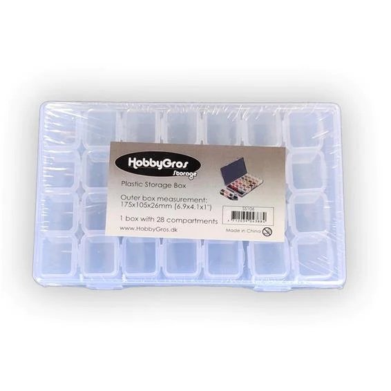 Opbevaring - Plast æske med 7x4 små æsker m/låg - Opbevaring - Fru Hjort ApS