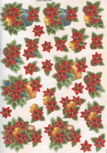 3D ark - Små julemotiver, røde julestjerner