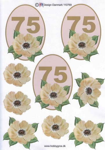 3D ark, Fødselsdage, 75 år, beige, tal