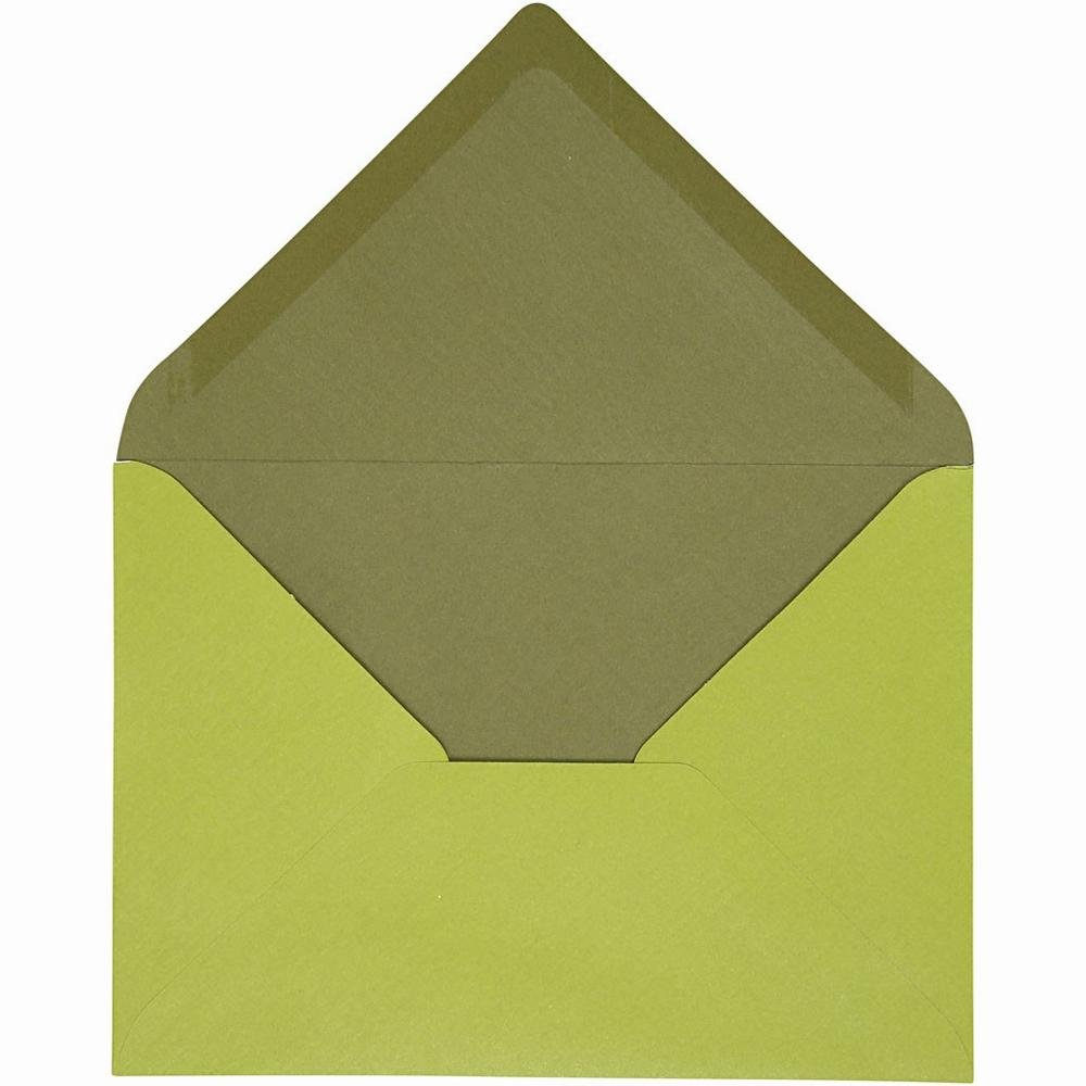 Kuvert, C6, 100gr, lime/mørk grøn, 10stk