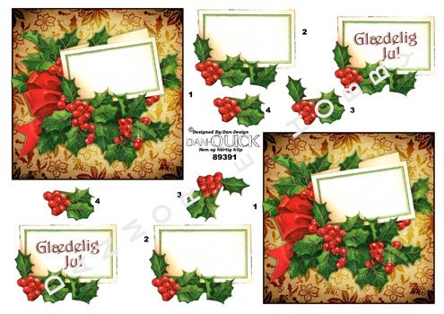 3D ark - Jul, julekort på smuk julebaggrund - 3D ark - Jul - Fru Hjort ApS