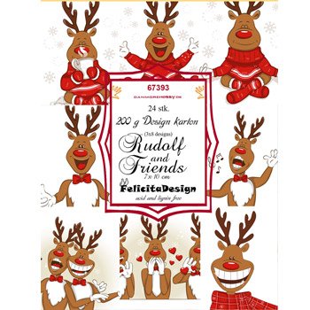 Felicita Toppers, "Rudolf and Friends" 24 ark, 8 designs, 7x10cm ...